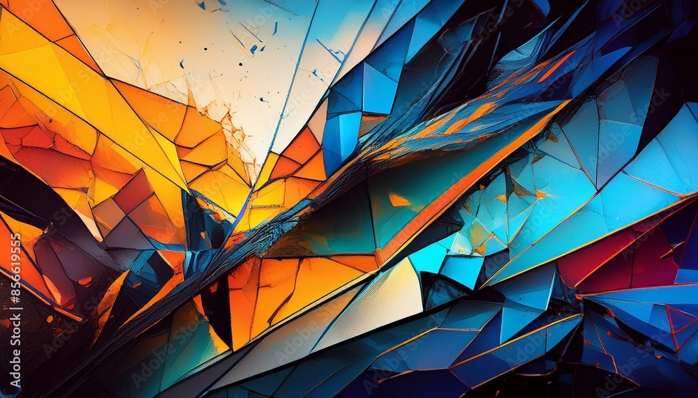 Damaged display with broken glass, dust and scratches. Color ...