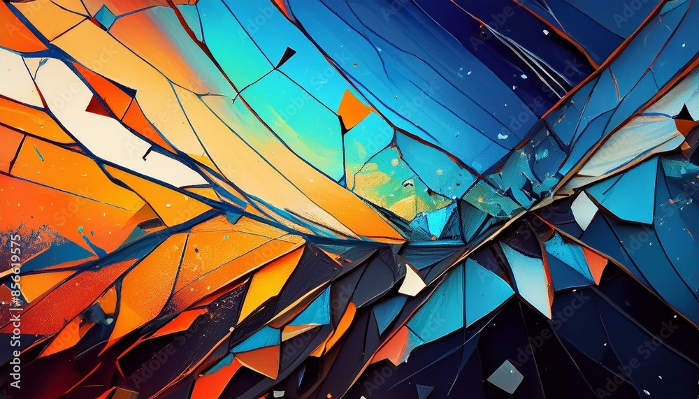 Damaged display with broken glass, dust and scratches. Color ...