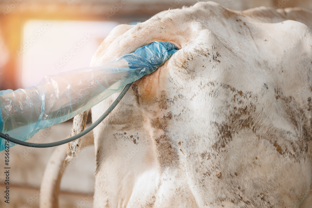 Foto de Ultrasound device for rectal checking cow pregnancy. Concept ...