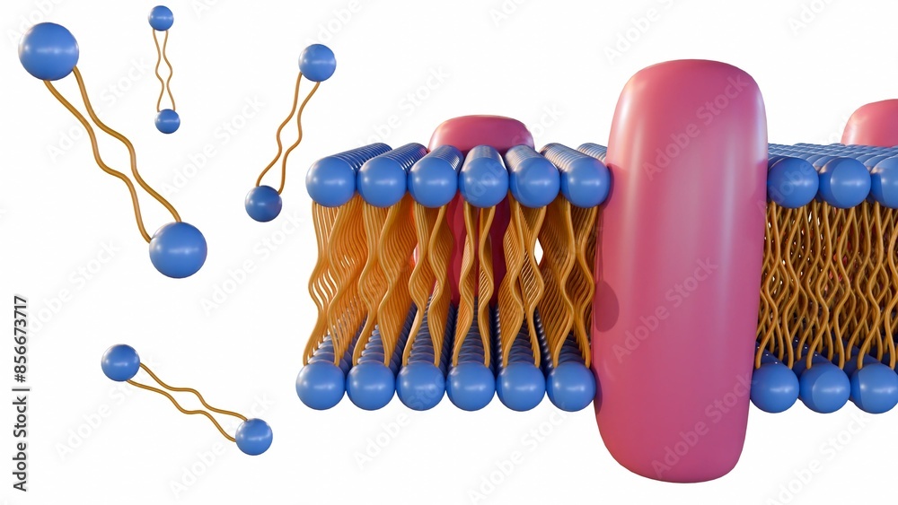 3d rendering of lipid monolayer is a type of cell membrane in which the ...