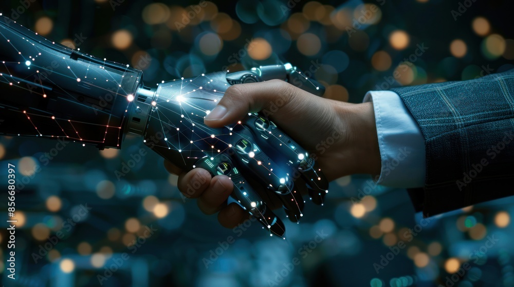 Human-Robot Handshake: Future Partnership - A human and a robot shaking ...