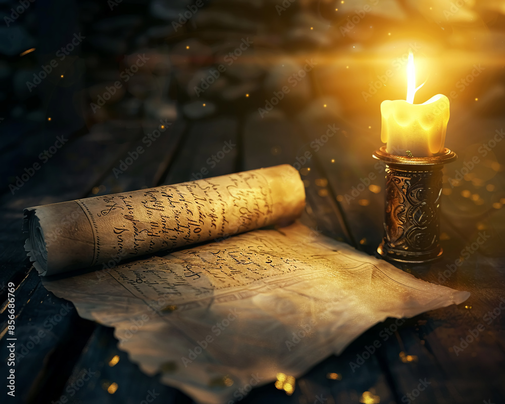 Secret Scroll, Engraved with Cryptic Text, Ancient Relic, Unveiled in a ...