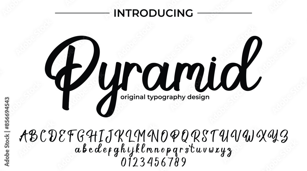 Pyramid Font Stylish brush painted an uppercase vector letters ...