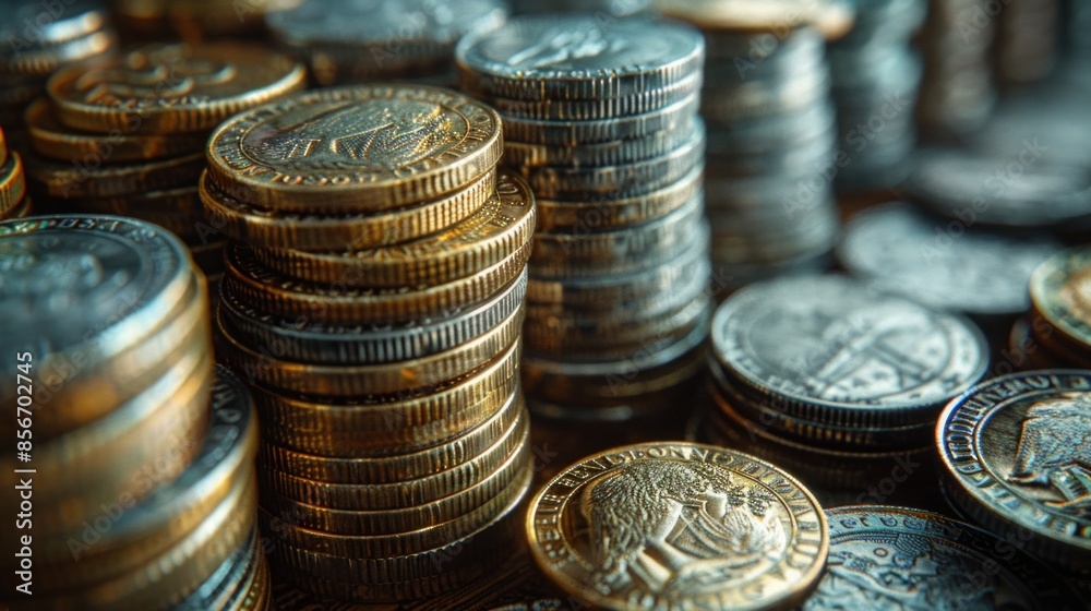 High-detail reverse silhouette of coins and banknotes with professional ...
