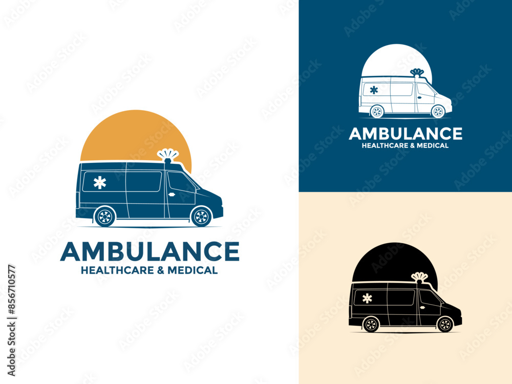 Ambulance Logo Icon Design, Emergency medical service vehicle logo and ...