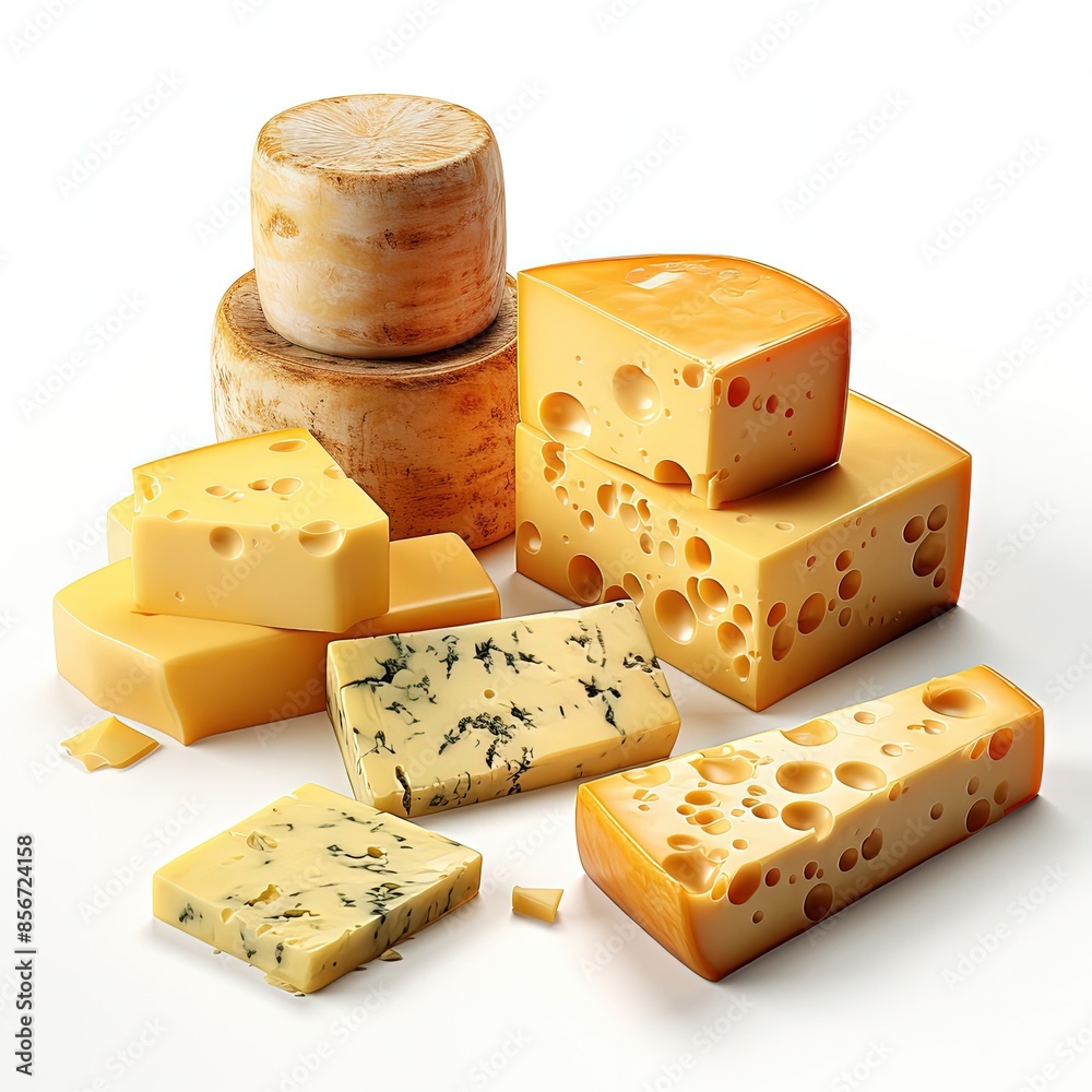 simpl cheese illustration isolated on a white background, 4 multiple ...