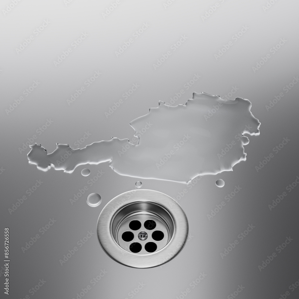 Austria Water Map With Drainage Metal Sink Save Water And Water Wastage ...