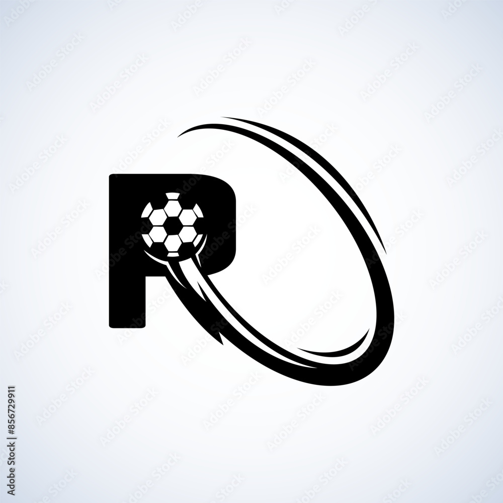 Letter R with a soccer ball and trail incorporated. Best for football ...