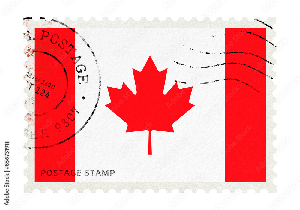 Canada flag png post stamp sticker, transparent background Stock ...