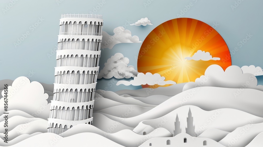 3D art paper wallpaper, Leaning Tower of Pisa Landmarks of Italy ...