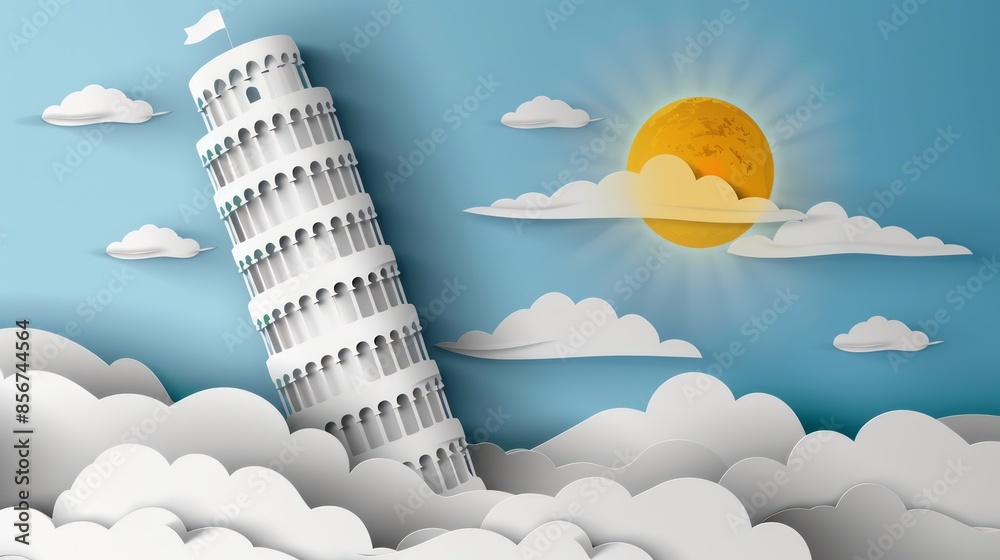 3D art paper wallpaper, Leaning Tower of Pisa Landmarks of Italy ...