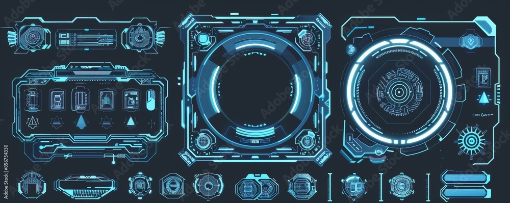 A futuristic science element on a HUDS screen, a mega tech hologram ...