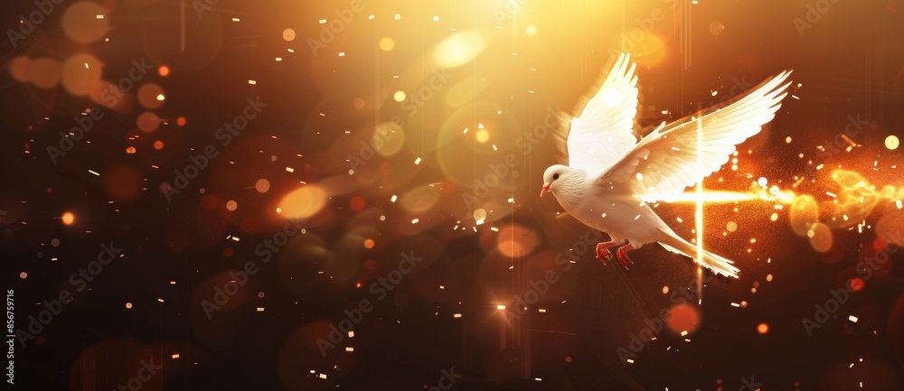 Dove with copy space, symbolizing the Holy Spirit in the New Testament ...