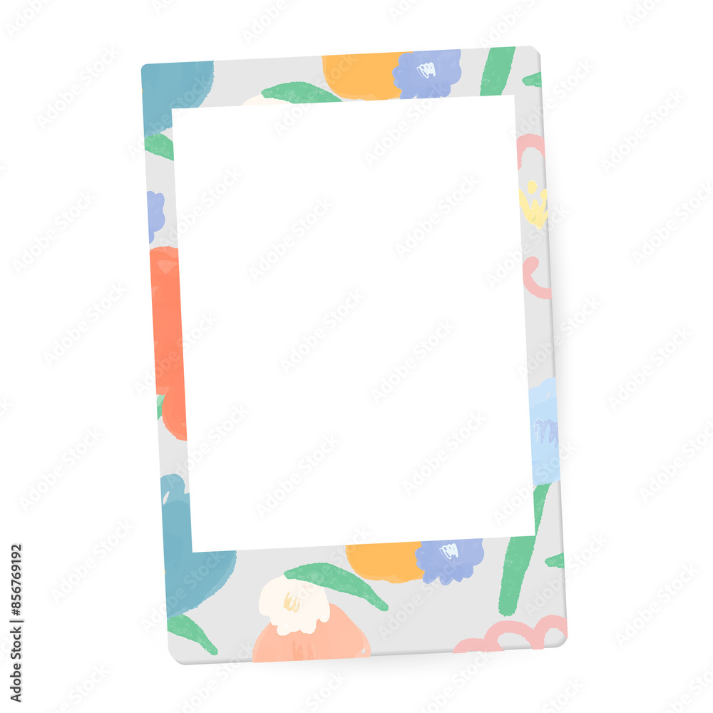 Png flower decorated instant camera frame design space Stock ...