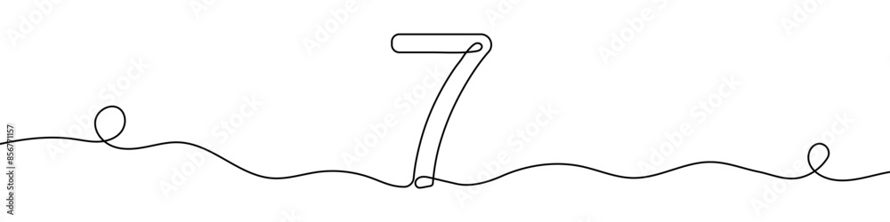 Continuous editable line drawing of number 7. One line drawing of ...