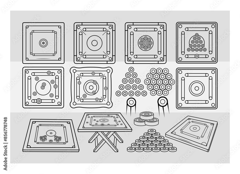 Carrom Board SVG Silhouette, Carrom Silhouette, Sports Svg, Carrom ...