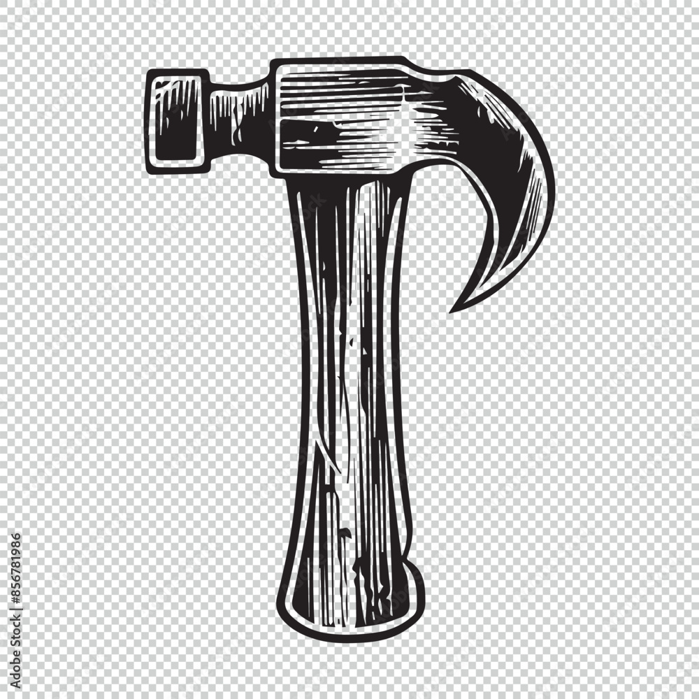 Simple hammer logo or icon style for coloring books, black vector ...