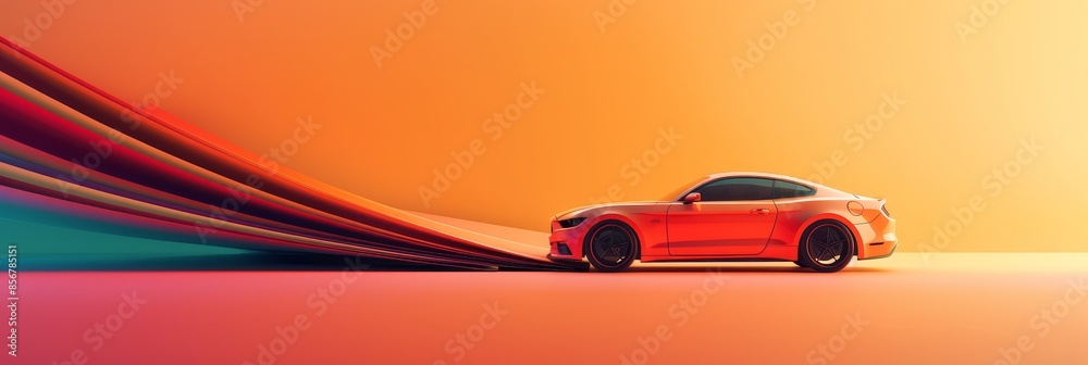 Sleek Orange Sports Car with Gradient Background - A sleek orange ...