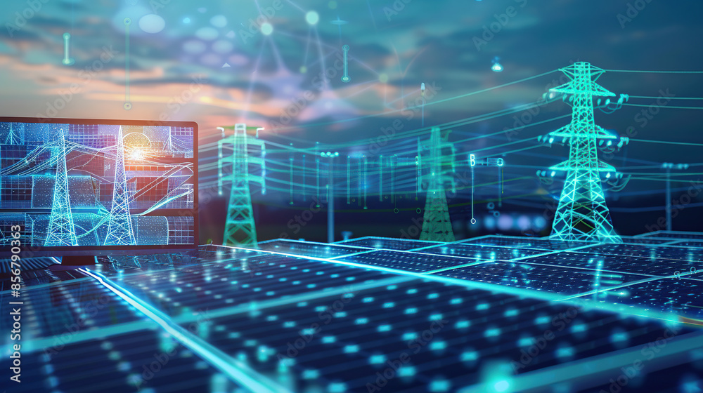 The digital computer display showed a grid of blue digital lines and ...