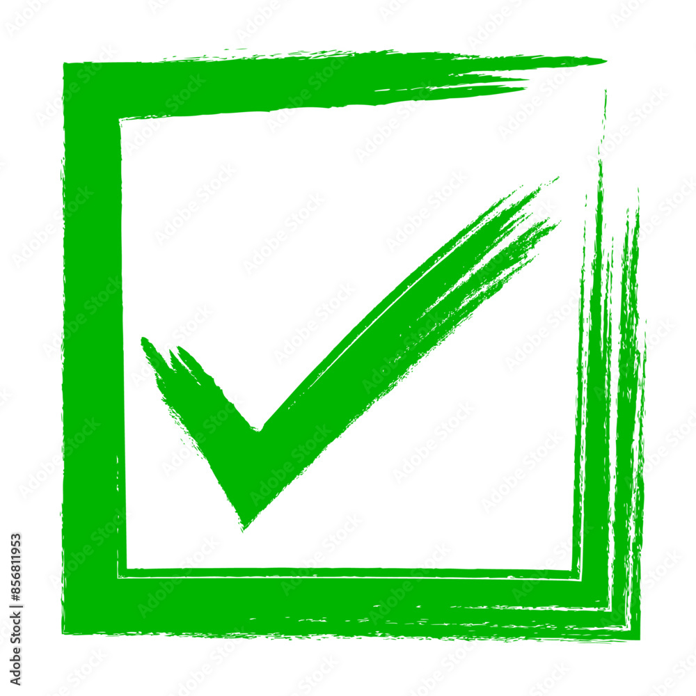 Green Tick Brush Stroke Sign, Icon, Tick Mark, Right Answer, Yes, Check ...