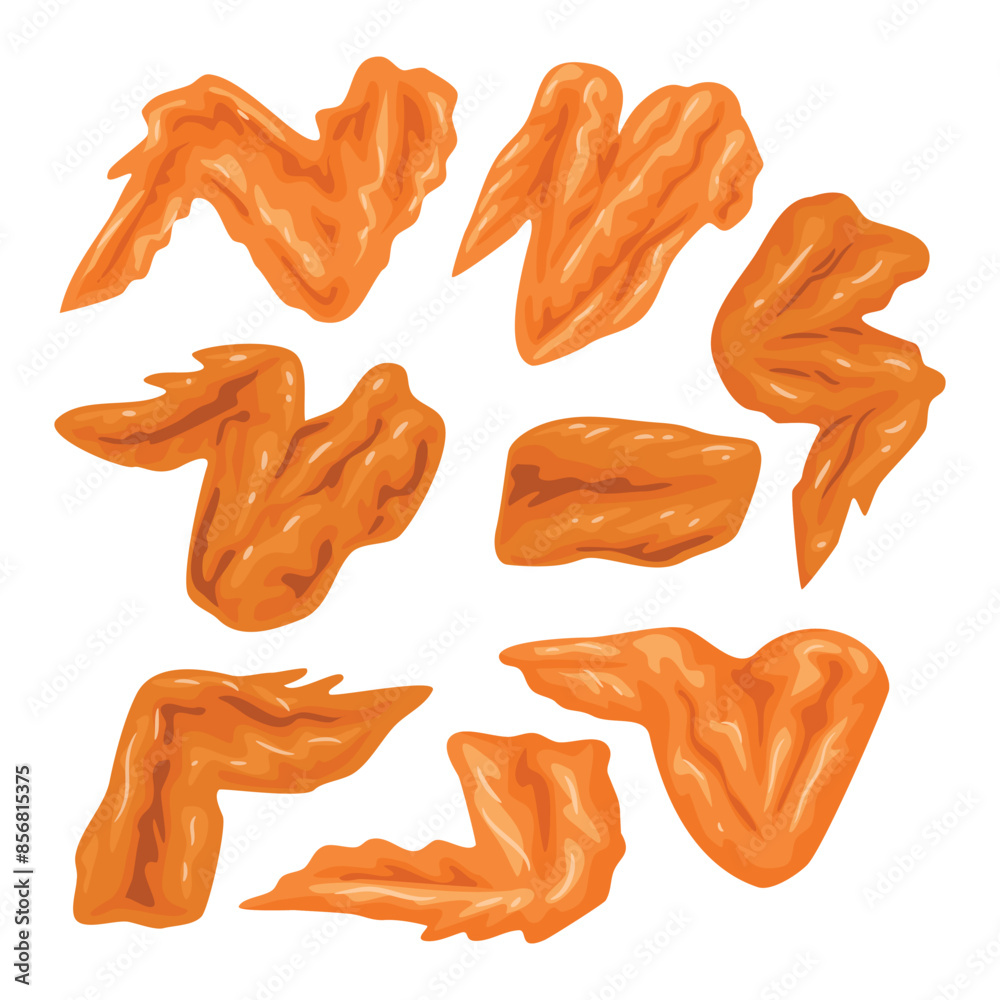 Set of crispy fried chicken wings illustration, Delicious chicken wings ...