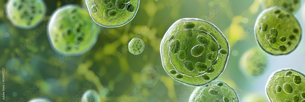 Microscopic View of Green Algae Cells - A close-up view of green algae ...