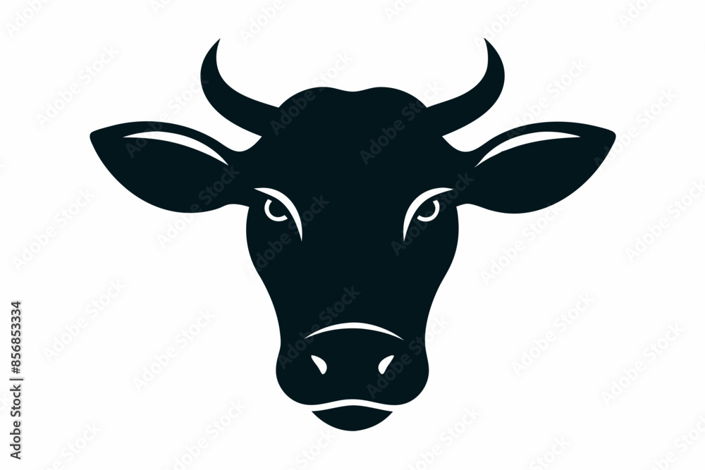 Cow head vector silhouette, Vector of cow head design, Cow silhouette ...