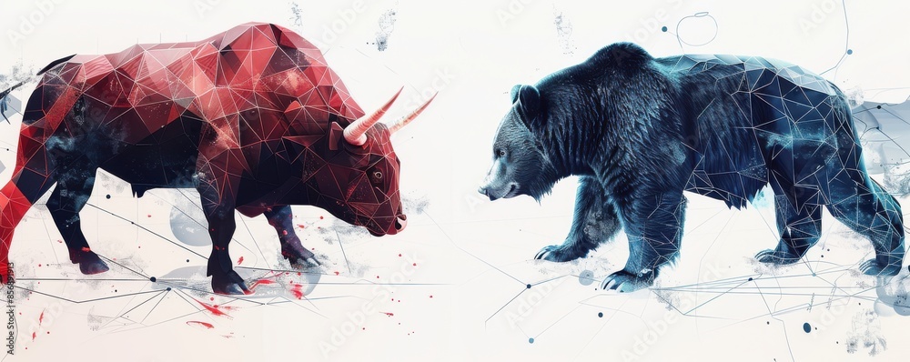 Two bears are in a fight, one of them is a bull. The bull has horns and ...