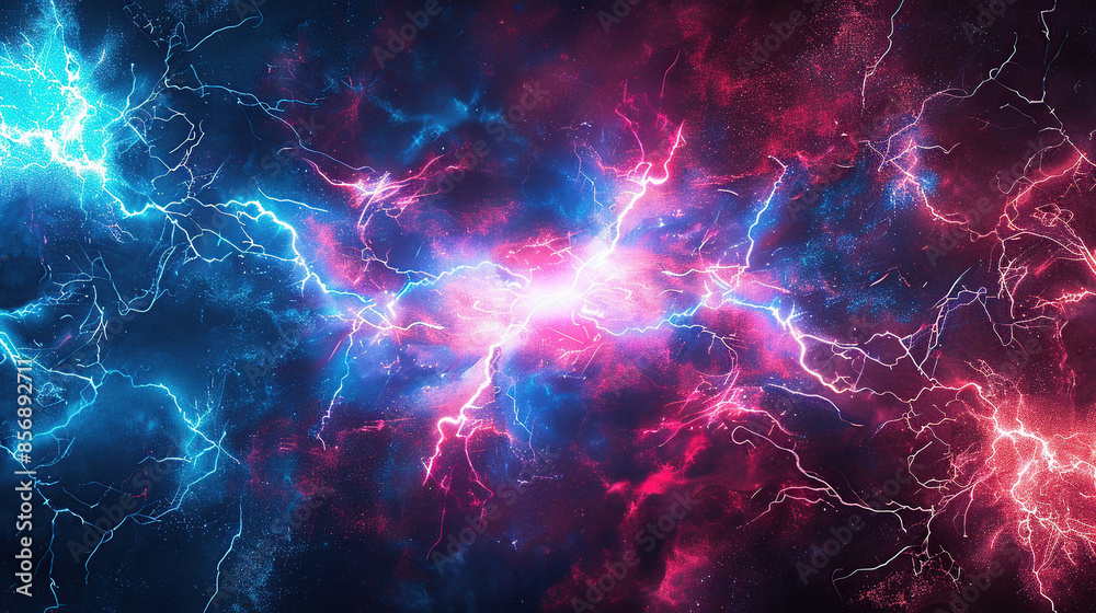 Red and blue lightning background, abstract energy background with thunderstorm Stock Photo ...