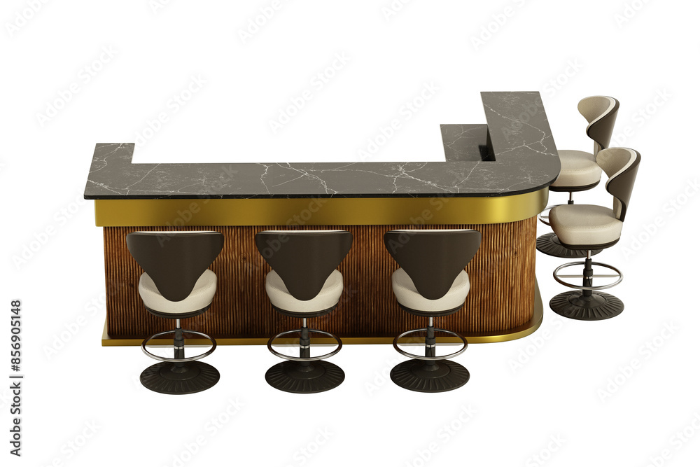 Poster Bar counter and stools isolated on transparent background – Wall ...