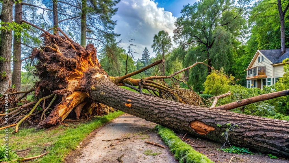 Fallen tree in the aftermath of a hurricane storm , hurricane, tornado ...