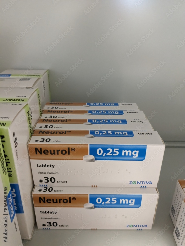 Prague, Czech Republic - July 10 2024: NEUROL box of medication with ...