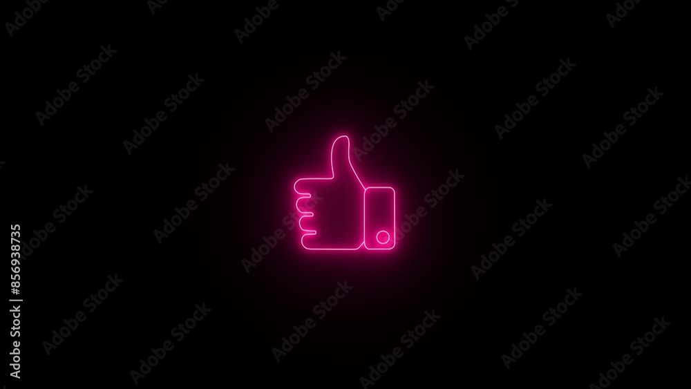 Neon thumb up like symbol, animated like button on black screen ... Neon thumb up like symbol, animated like button on black screen ...