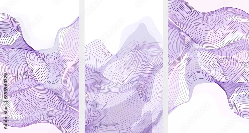 Collection of purple and white abstract line art background vector ...