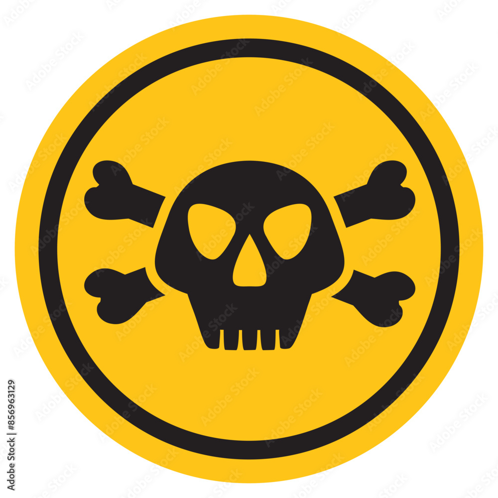 Jolly roger sign.Skull and bones. Danger alert.Hazard warning sign ...