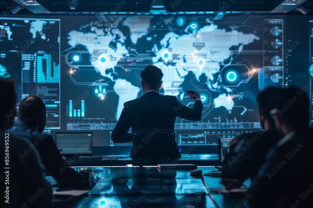 cybersecurity expert workshop with interactive map , preparing ...