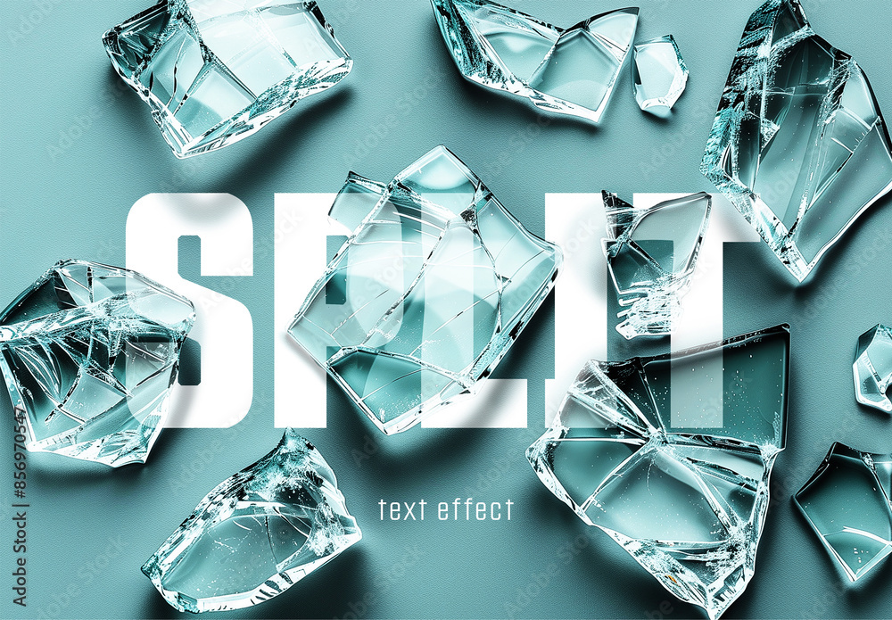 Broken Glass Text Effect with Ai Elements Stock Template | Adobe Stock