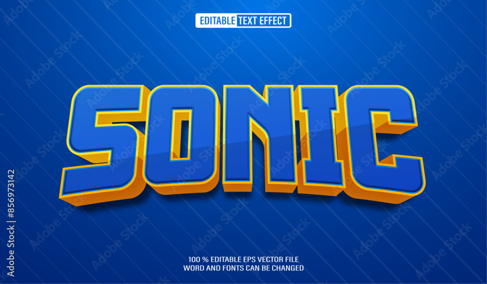 Poster Editable 3d text style effect - Blue Bold Sonic text effect ...