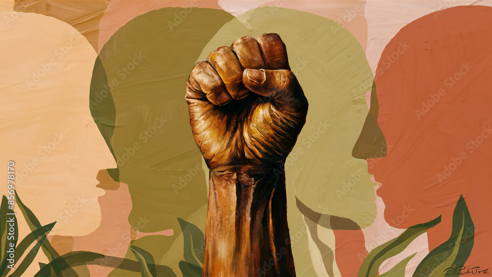 Resilient Fist Symbolizing Social Justice and Emancipation Amidst Earth ...