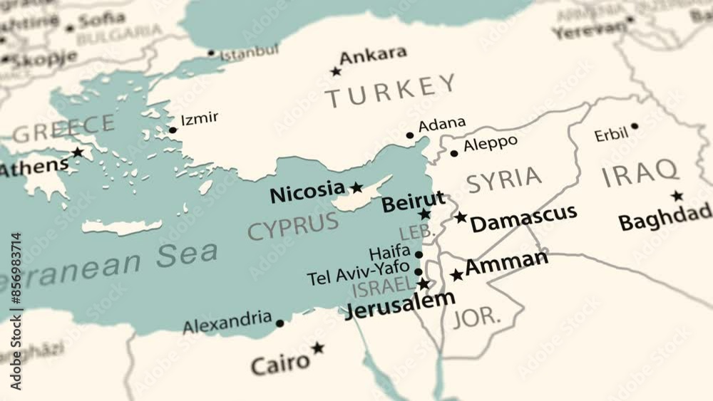 Cyprus on the world map. Smooth map rotation. 4K animation. Stock Video ...