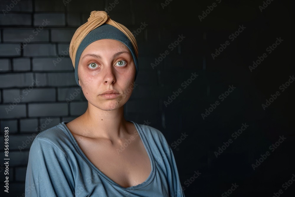 Studio photo of female cancer patient, looking at camera Day in a life ...