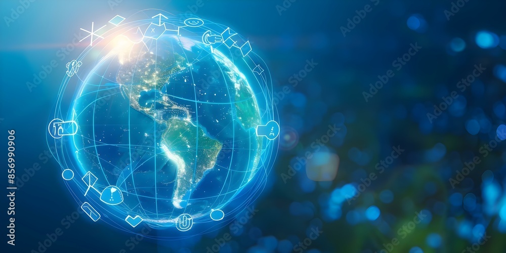 Create an aerial map with symbols representing global UBI adoption and ...