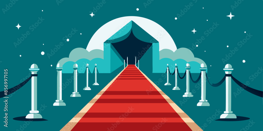 Luxurious carpet guiding guests to the stage. Elegant carpet path to ...