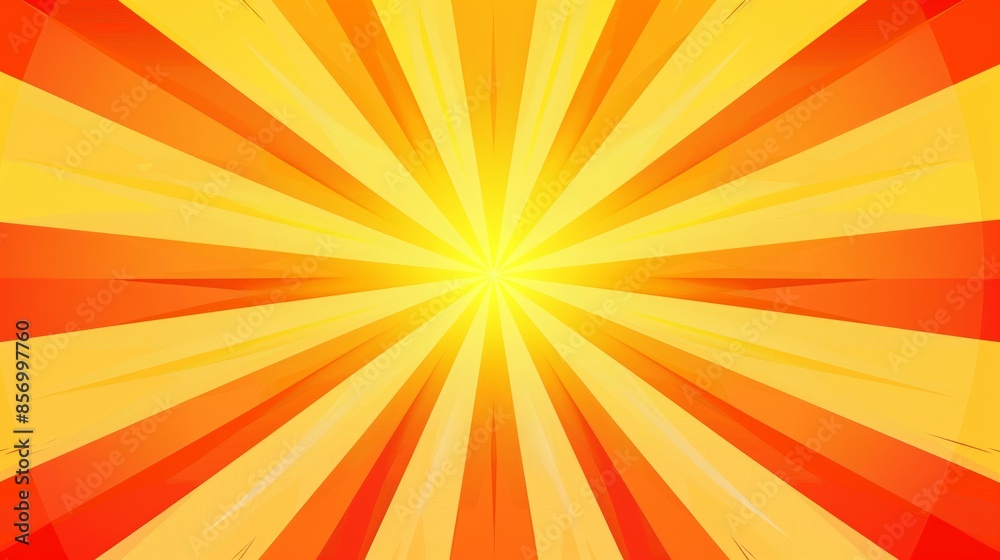 Radiant sunburst background with vibrant yellow and orange rays emanating from the center ...