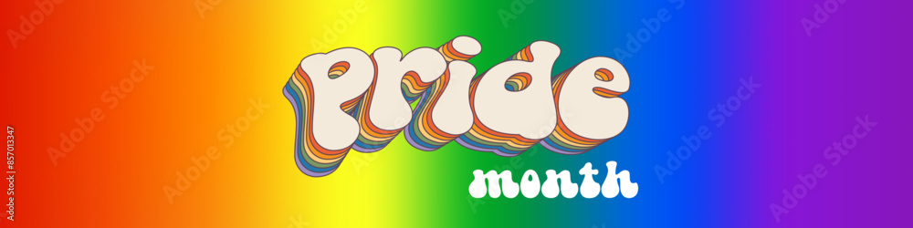 Pride month horizontal banner with gradient with pride colors flag and ...