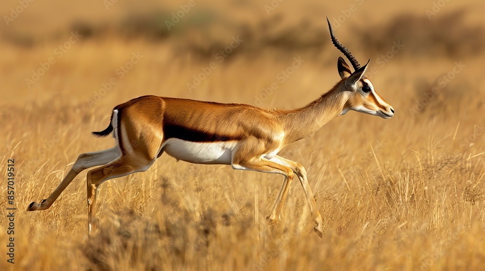 Visualize a graceful gazelle bounding across the savannah. Picture its ...