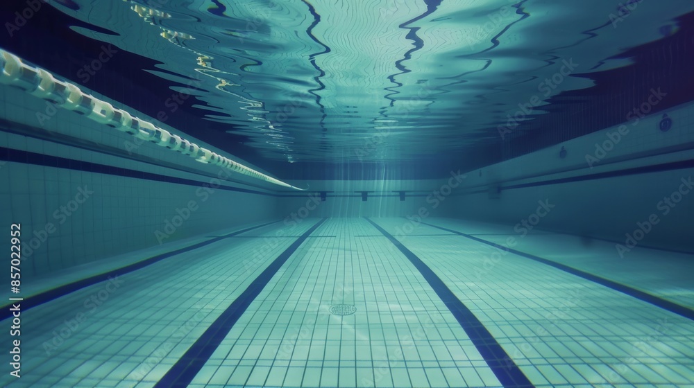 Crystal Clear Underwater View of a 50-Meter Sports Swimming Pool with ...
