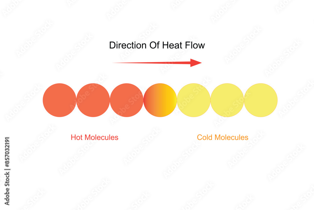 Direction of heat flow diagram. Scientific vector illustration isolated ...