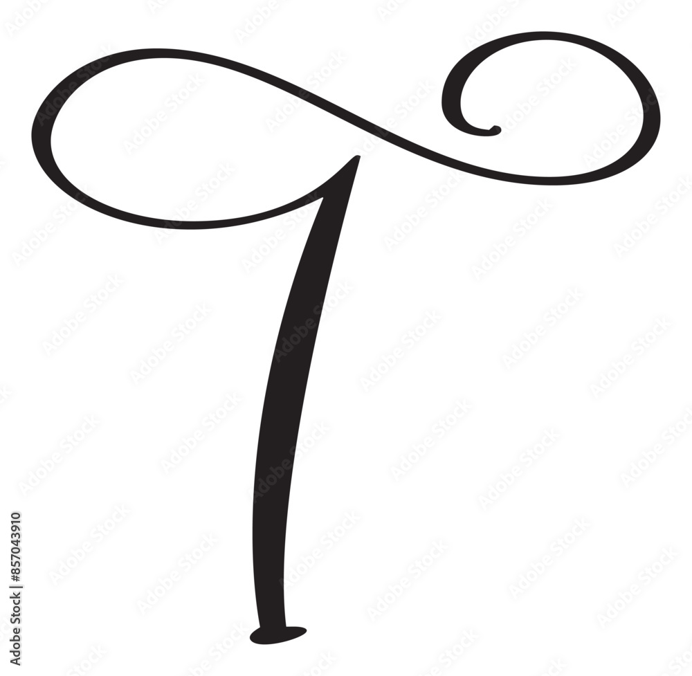 Hand drawn vector calligraphy letter I. Script capital font logo ...