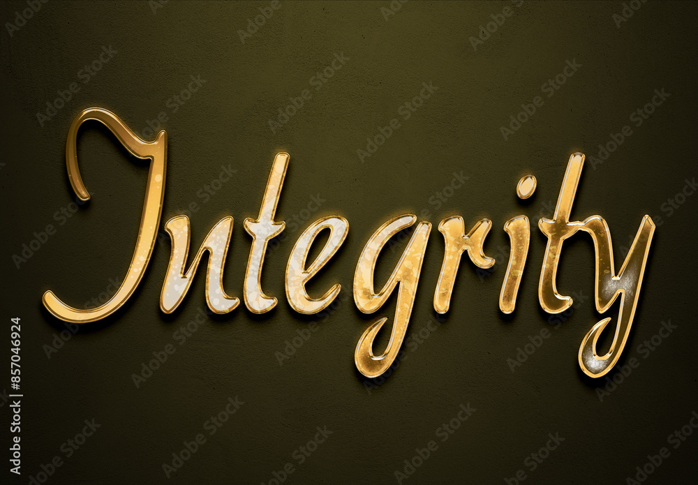 Old gold text effect of word Integrity with 3D glossy style Mockup ...